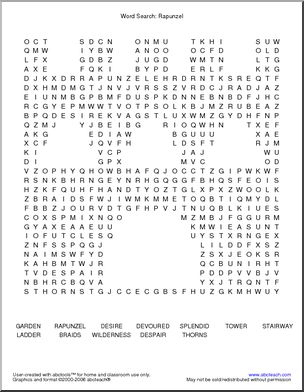 Word Search: Rapunzel – Abcteach