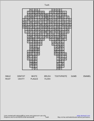 Word Search: Teeth – Abcteach
