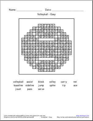 Word Search: Volleyball Terminology (easy) – Abcteach