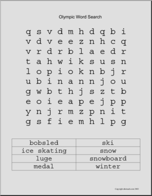 Word Search: Winter Olympics – Abcteach