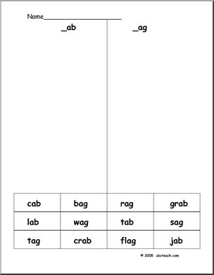 -an Words’ Word Sort Center – Abcteach