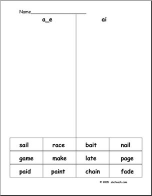 -uff Words’ Word Sort Center – Abcteach