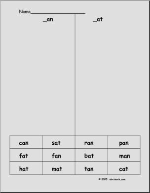 -uff Words’ Word Sort Center – Abcteach