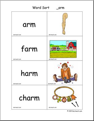 -arm Words’ Word Sort Center – Abcteach