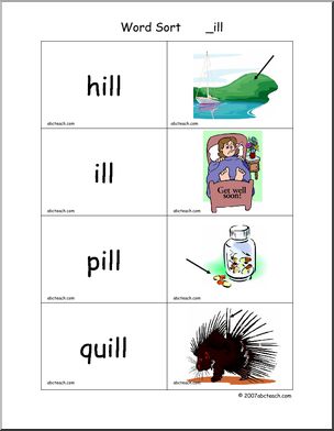 -ill Words’ Word Sort Center – Abcteach