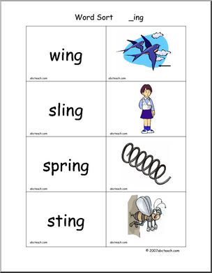 -ing Words’ Word Sort Center – Abcteach