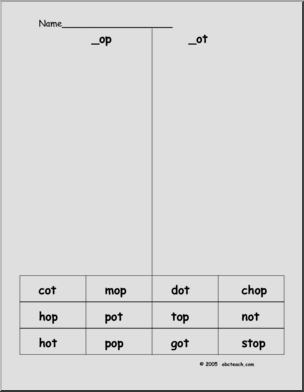 Phonics & Spelling (_op/_ot)’ Word Sort – Abcteach
