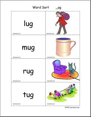 -ug Words’ Word Sort Center – Abcteach