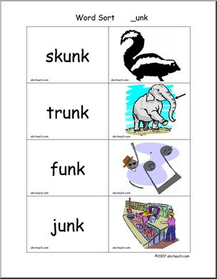 -unk Words’ Word Sort Center – Abcteach