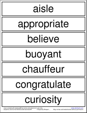 Frequently Misspelled Words (list 11) Word Wall – Abcteach