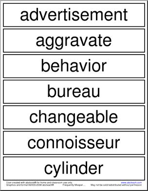 Frequently Misspelled Words (list 12) Word Wall – Abcteach