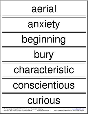 Frequently Misspelled Words (list 7) Unscramble the Words – Abcteach