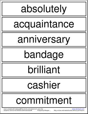 Frequently Misspelled Words (list 4) Word Search – Abcteach