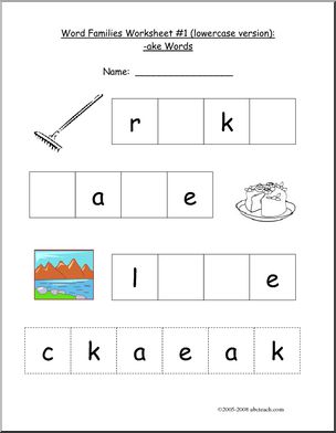 -AKE Word Family Worksheet – Abcteach