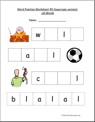 -ALL Word Family Worksheet – Abcteach