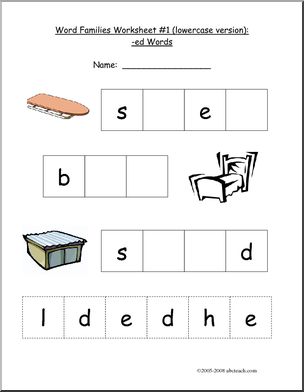-ED Word Family Worksheet – Abcteach