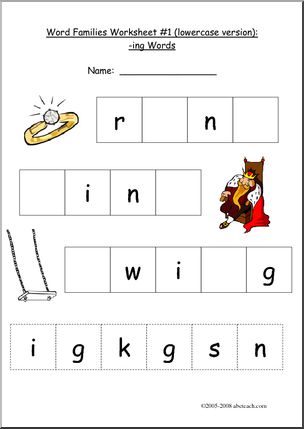 -ING Word Family Worksheet – Abcteach