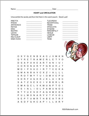 Word Search: Heart and Circulation – Abcteach
