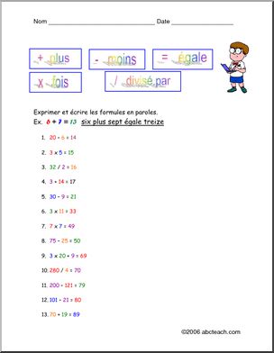 French: Number matching game – Abcteach