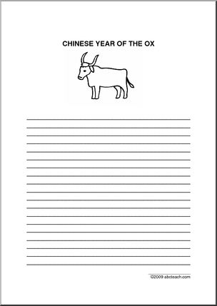 Writing Paper: Chinese Year of the Ox (upper elem) – Abcteach