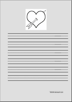 Writing Paper: Valentine with Arrow (primary) – Abcteach