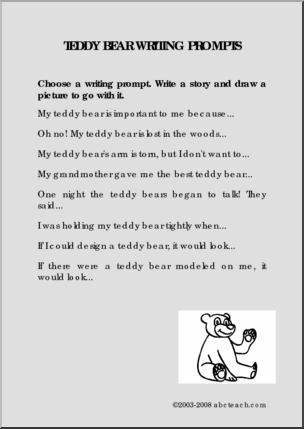 Writing Prompts: Teddy Bear (elementary) – Abcteach