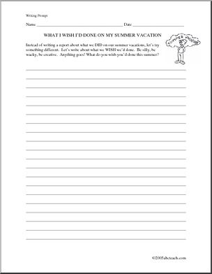 Writing Prompt: Summer Vacation Wishes – Abcteach
