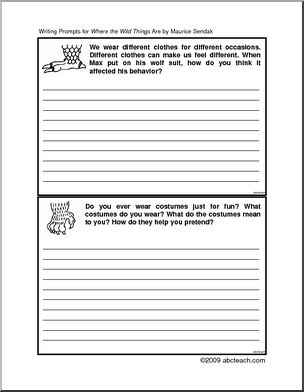 “Where the Wild Things Are” Writing Prompts (elem lines) Booklet – Abcteach