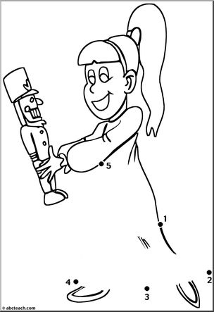 Dot to Dot: Christmas – Girl with Nutcracker (to 5) – Abcteach