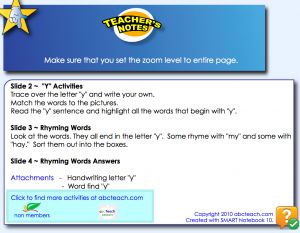 Interactive: Notebook: Phonics: Letter “Y” (Activities) UK – Abcteach