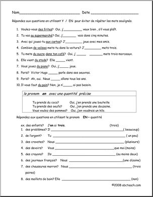 French: ExercicesÃ³Y et EN – Abcteach